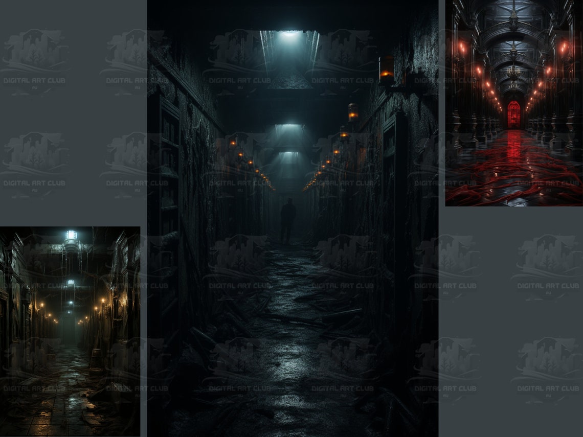7 Creepy Hallway Backdrops Overlays Overlays for Photoshop Studio ...