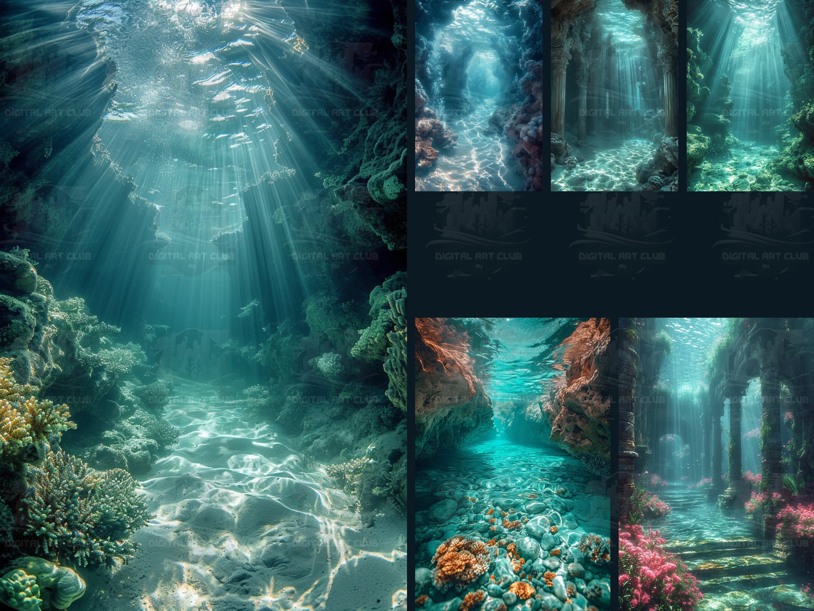 6 Underwater Backdrops Overlays | Overlays for Photoshop | Studio ...