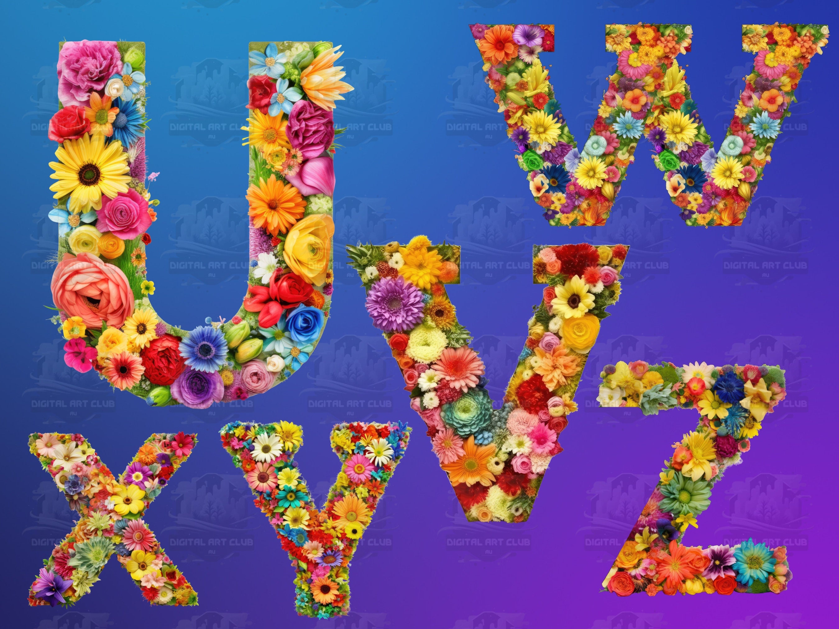 26 Tropical Floral Alphabet Letters Clipart | Flowers, Fairy, Fantasy ...