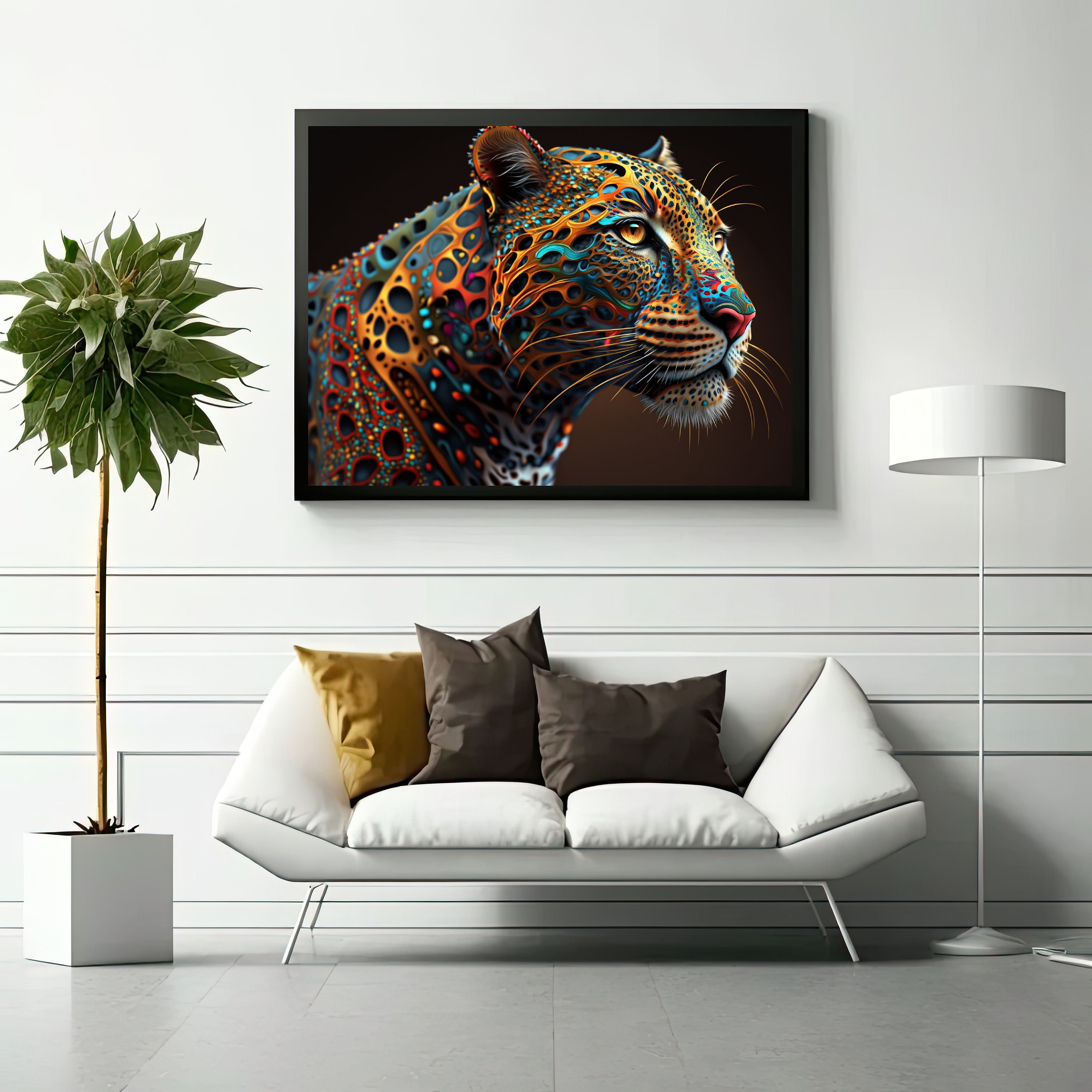 Colourful Leopard | Digital Art Print, Wall Art, AI Generated, AI Art ...