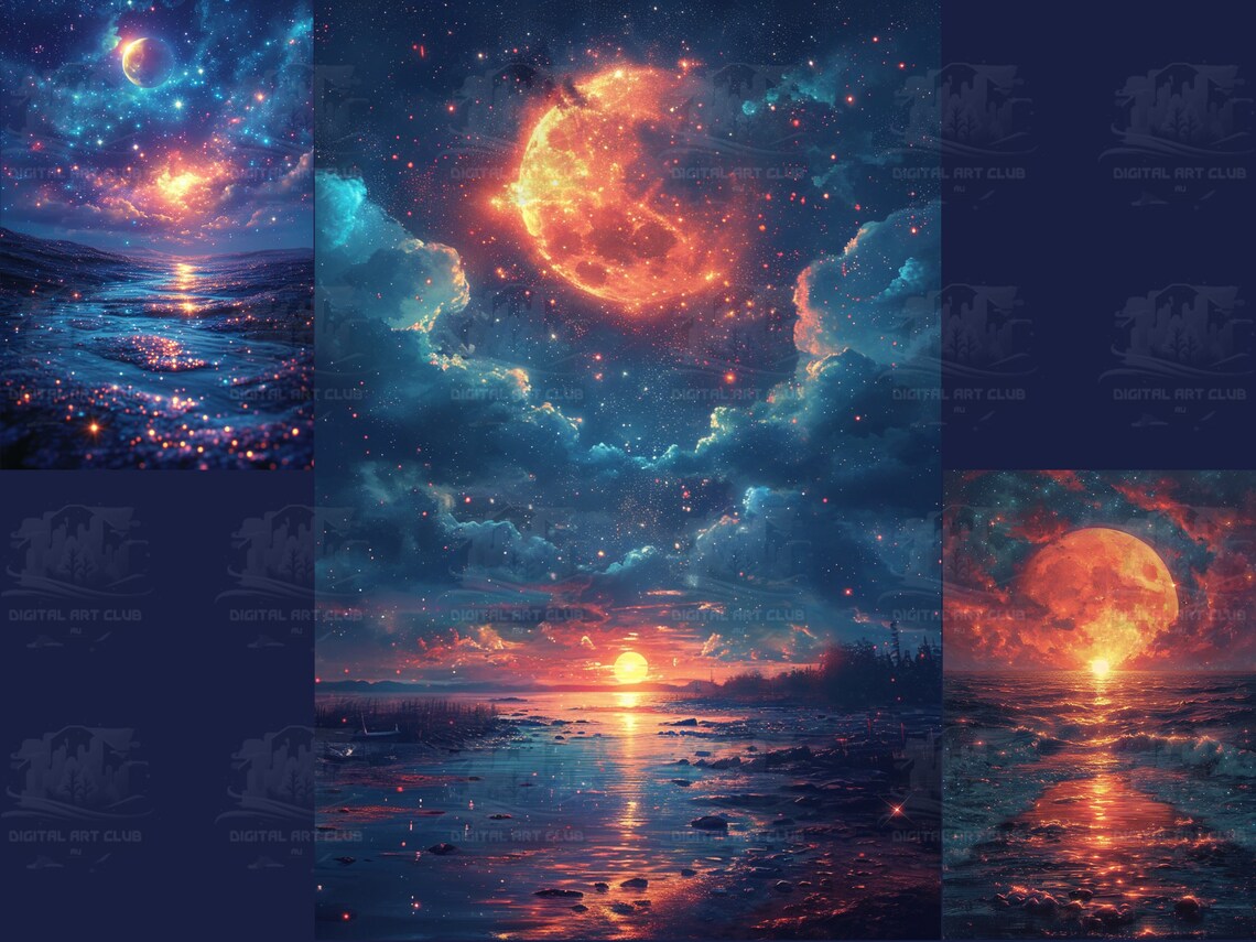 6 Fantasy Night Sky Backdrops Overlays Overlays for Photoshop Studio ...