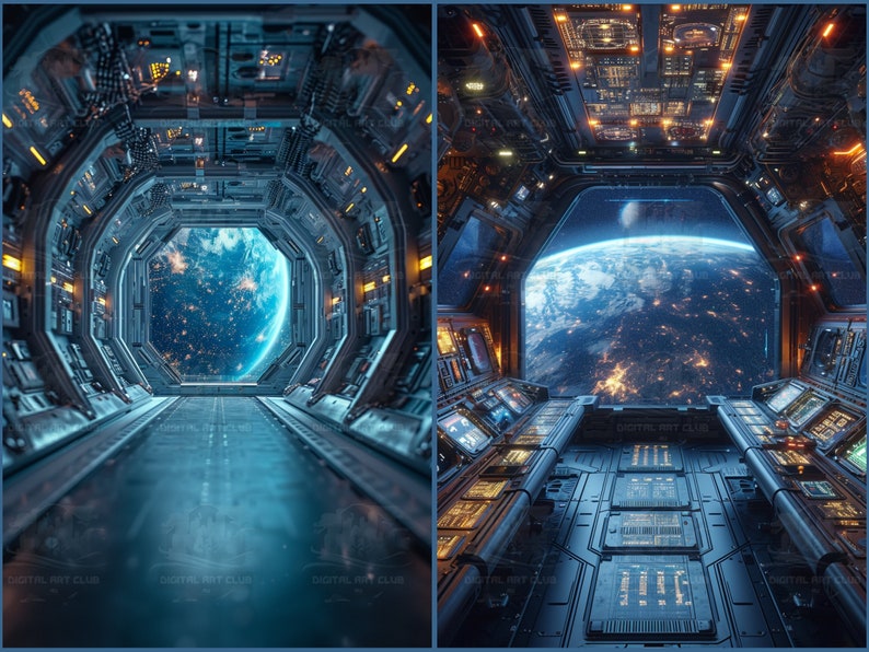 6 Space Station Backdrops Overlays | Overlays for Photoshop | Studio ...