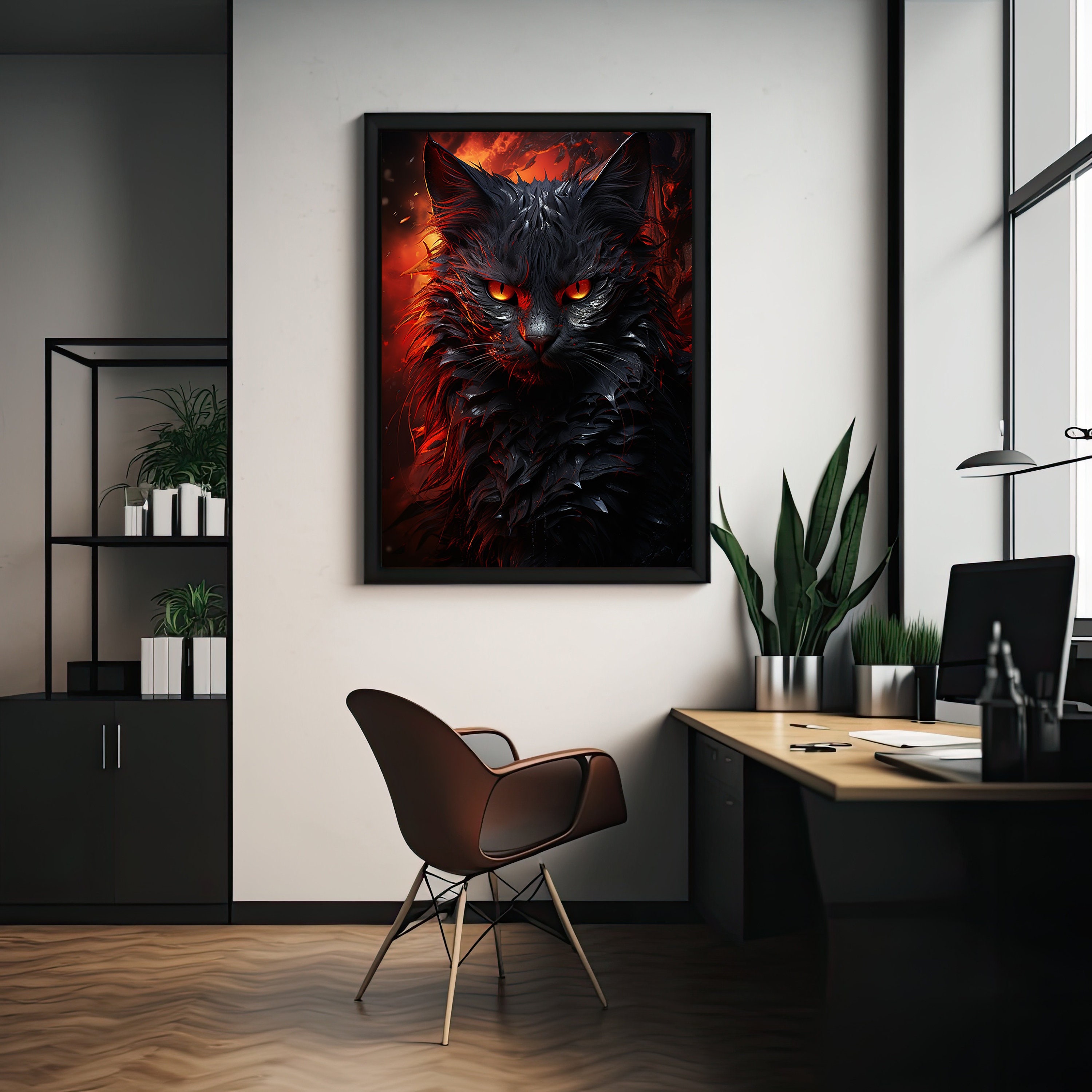 Black Cat | Digital Art Print, Wall Art, AI Generated, AI Art, Digital ...