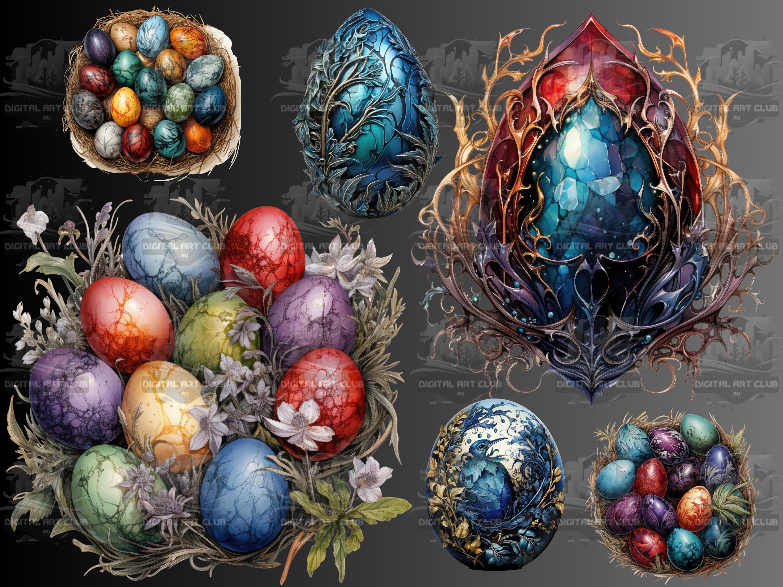 29 Fantasy Eggs Clipart Watercolor, Gothic, Mystical, Floral PNG Clip ...