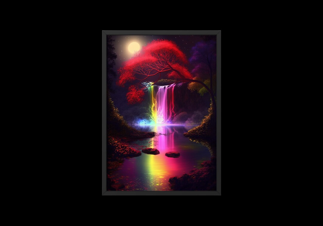 Surreal Waterfall | Digital Art Print, Wall Art, AI Generated, AI Art ...