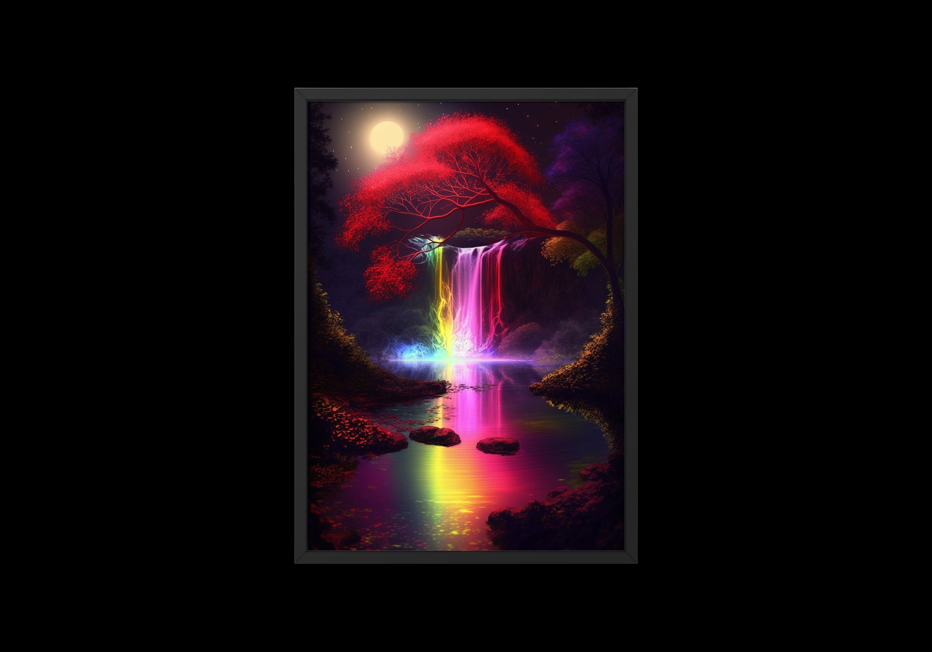Surreal Waterfall Digital Art Print, Wall Art, AI Generated, AI Art ...