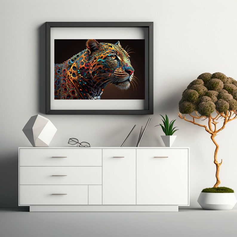 Colourful Leopard Digital Art Print Wall Art AI Generated - Etsy