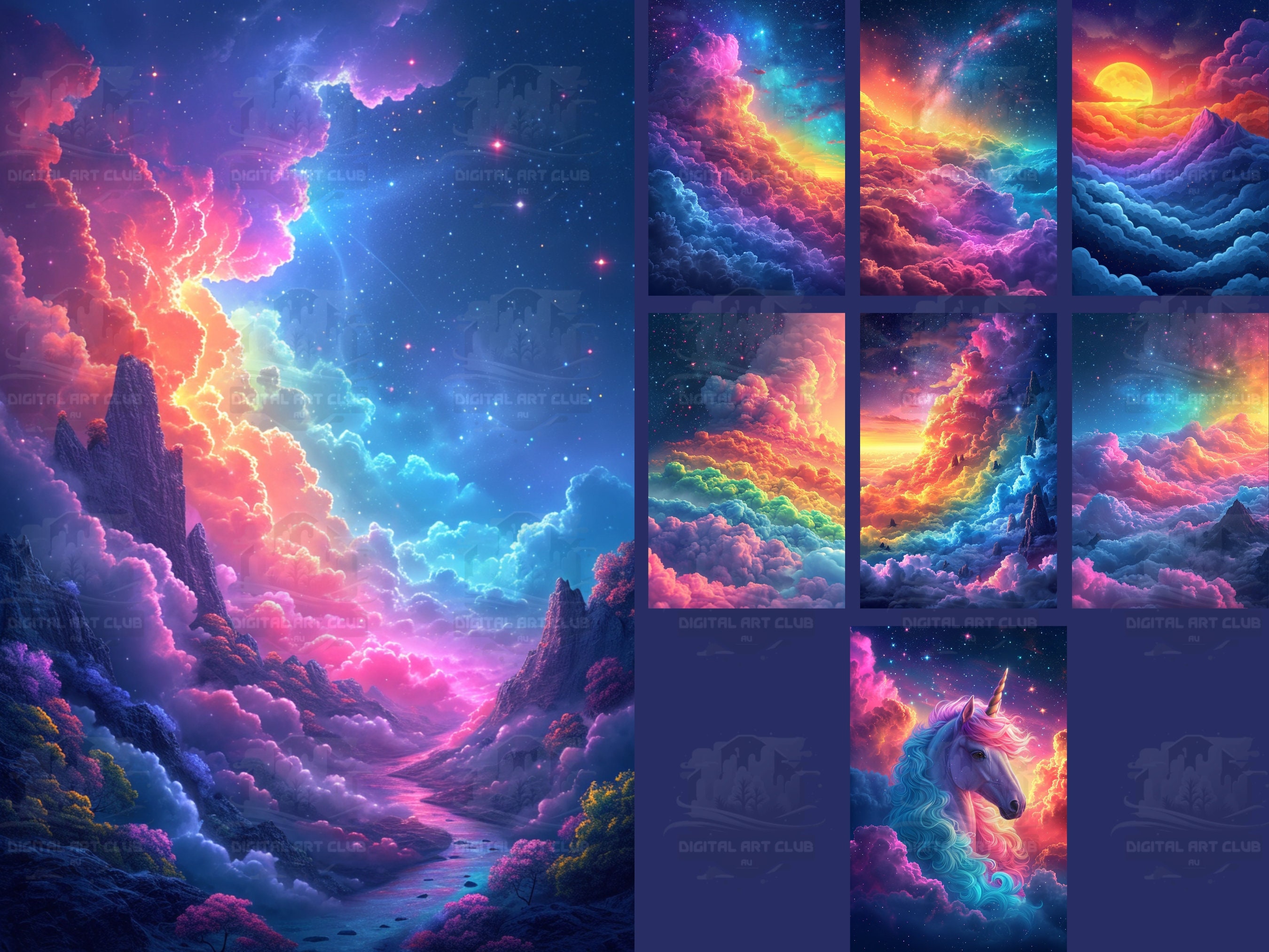 8 Rainbow Clouds Backdrops Overlays | Overlays for Photoshop | Studio ...