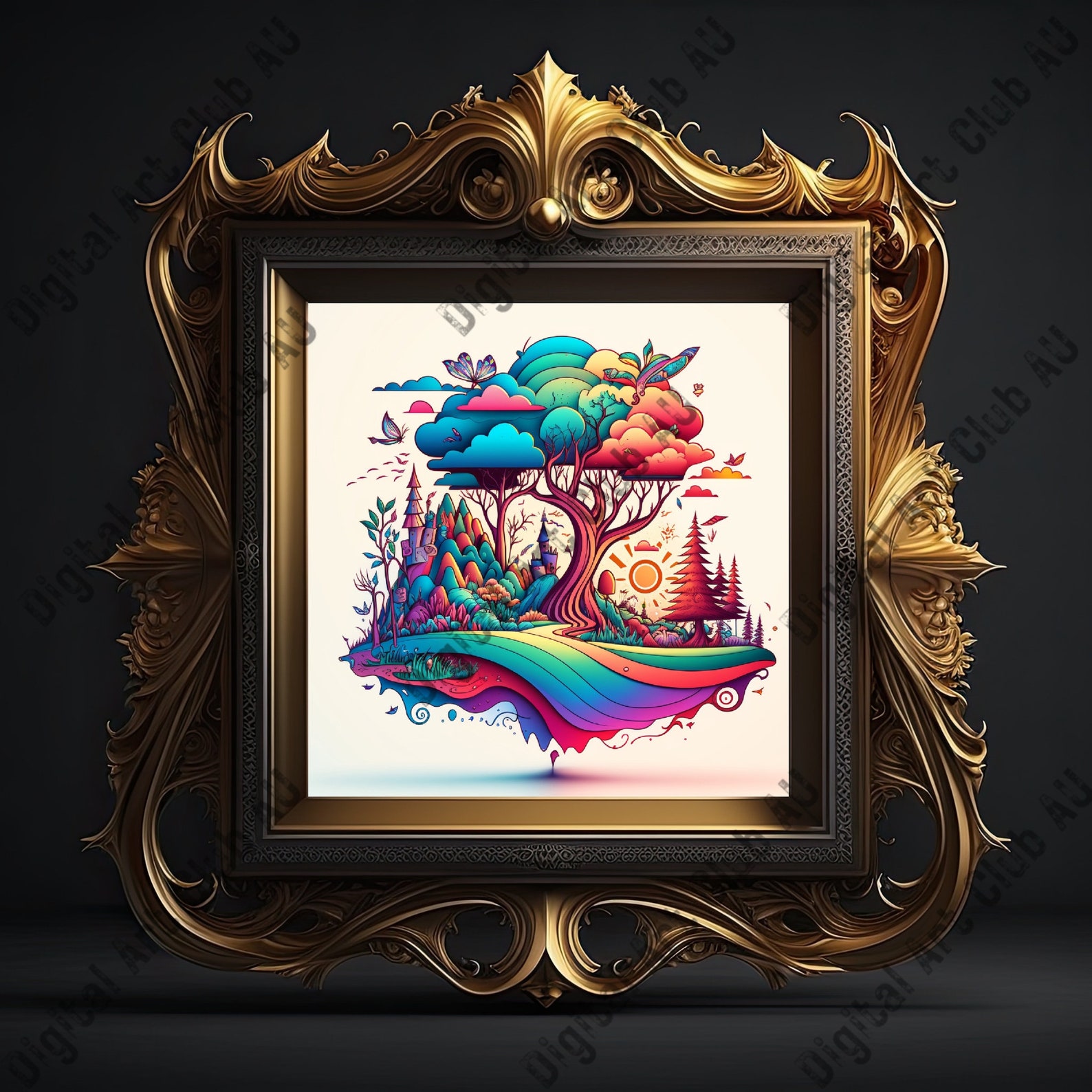 Golden Frame Mockup - Square Style | Wall Art Mockup | Poster Mockup ...