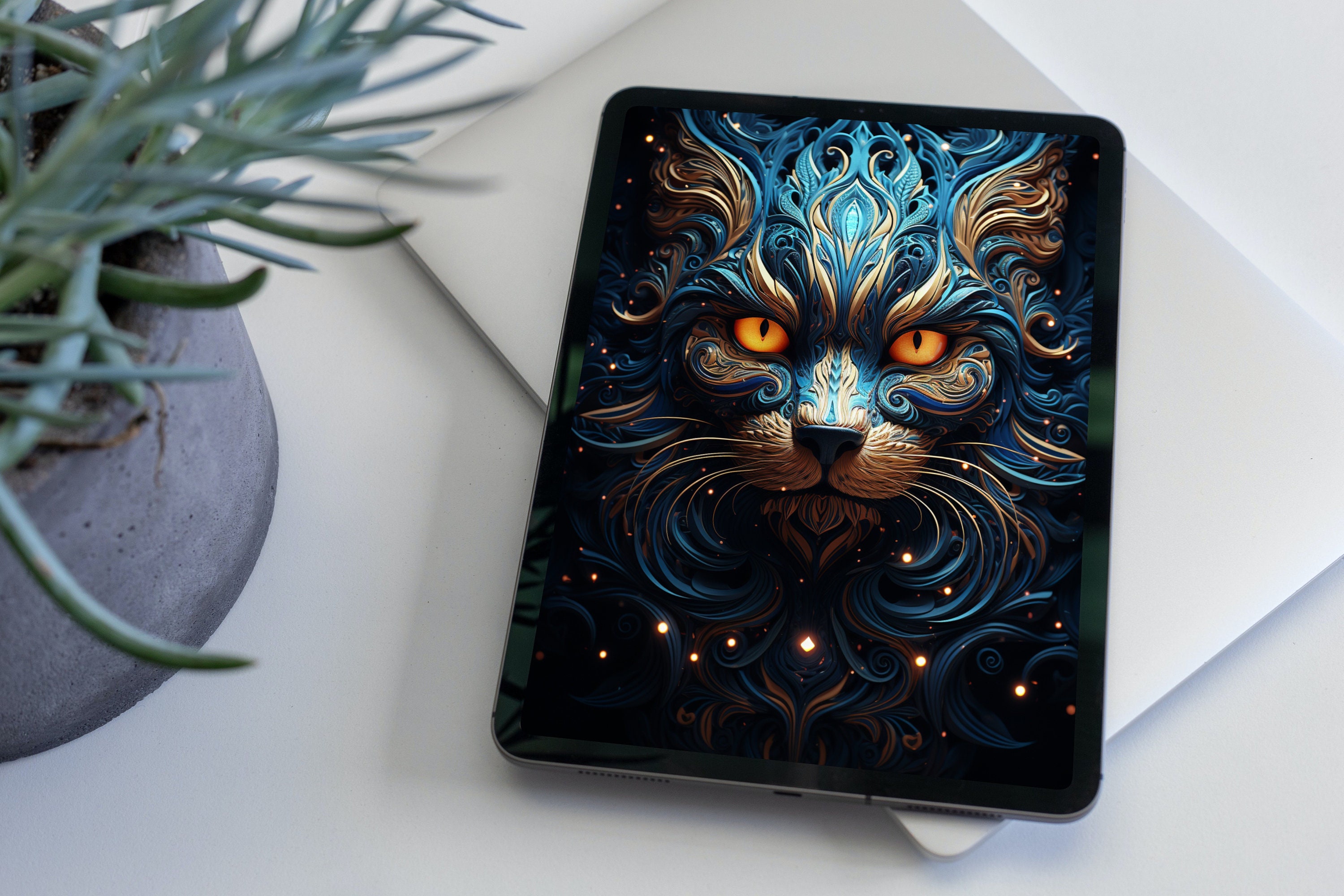 Dark Fantasy Cat Digital Art Print, Wall Art, AI Generated, AI Art ...