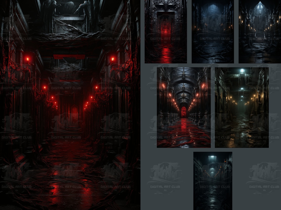 7 Creepy Hallway Backdrops Overlays | Overlays for Photoshop | Studio ...