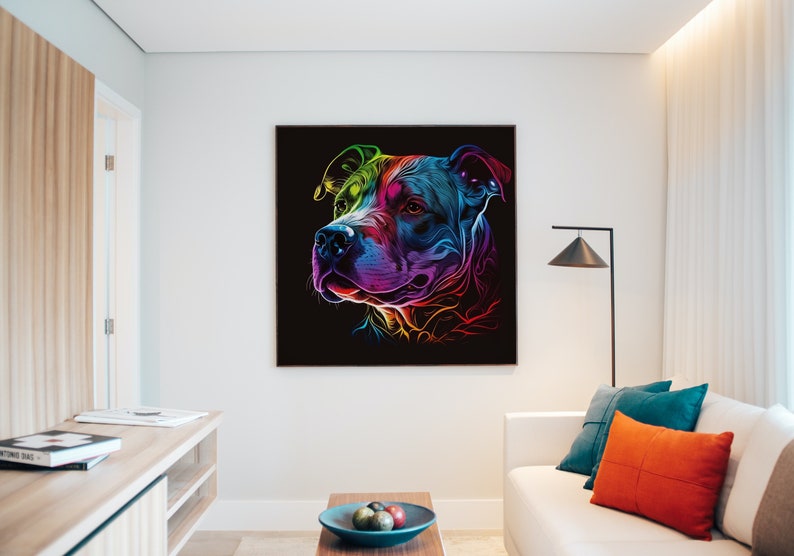Rainbow American Staffy | Digital Art Print, Wall Art, AI Generated, AI ...