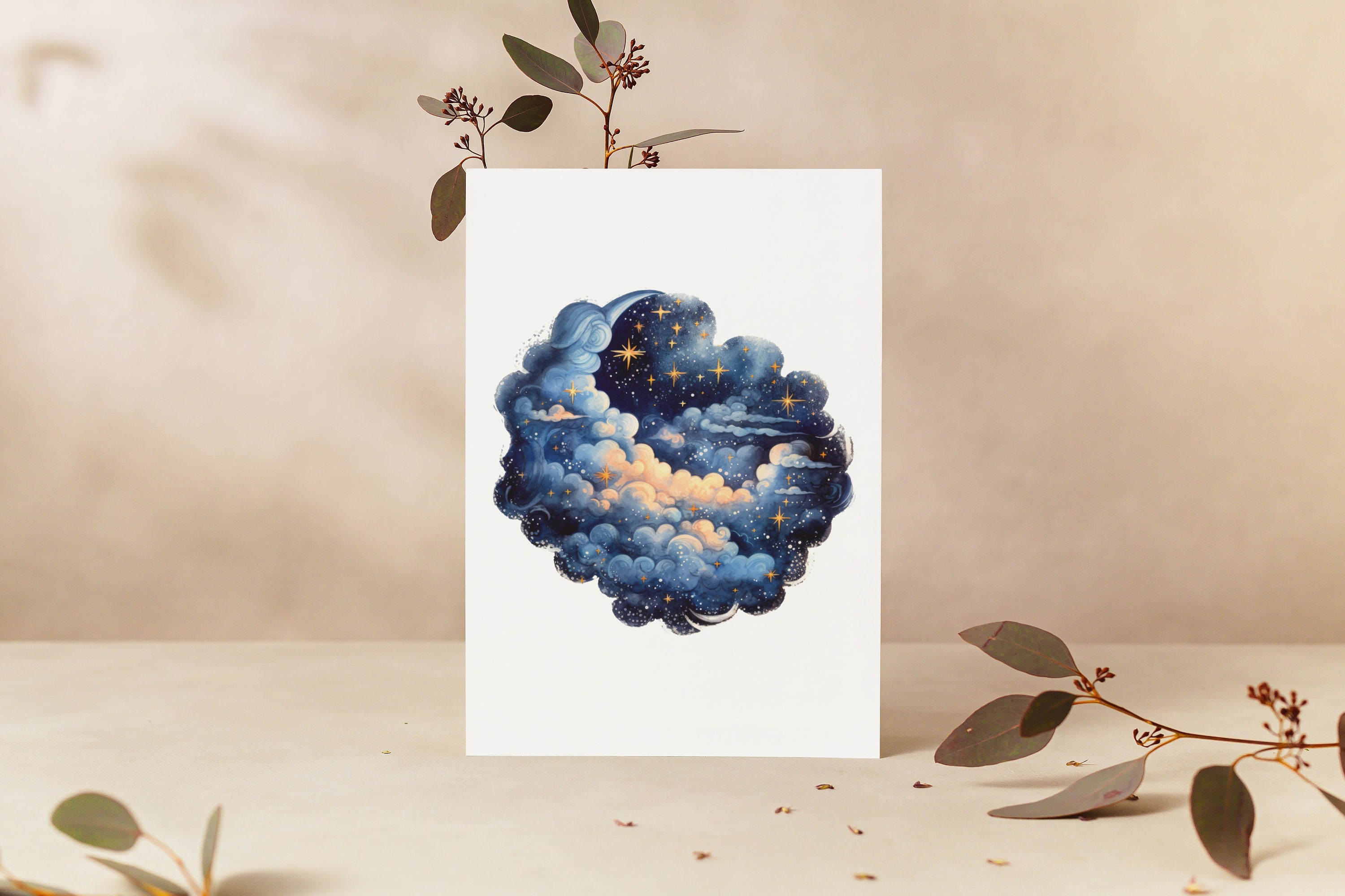 28 Watercolor Starry Nightscape Clipart | Fantasy,galaxy | Digital PNG ...
