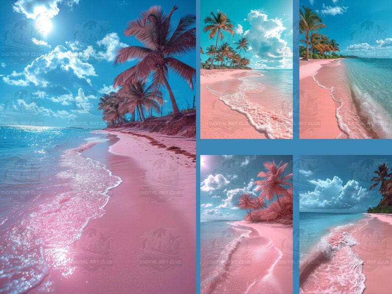 5 Pink Sand Beach Backdrops Overlays Overlays for Photoshop Studio ...