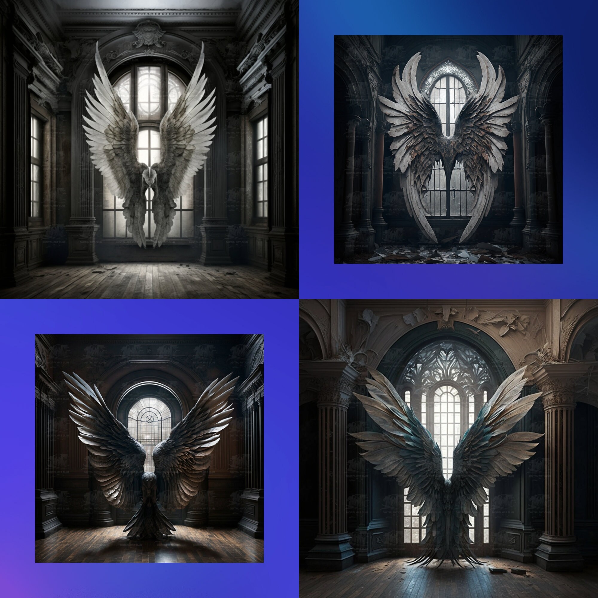 9 Gothic Angel Wings Backdrop Overlays | Overlays for Photoshop ...