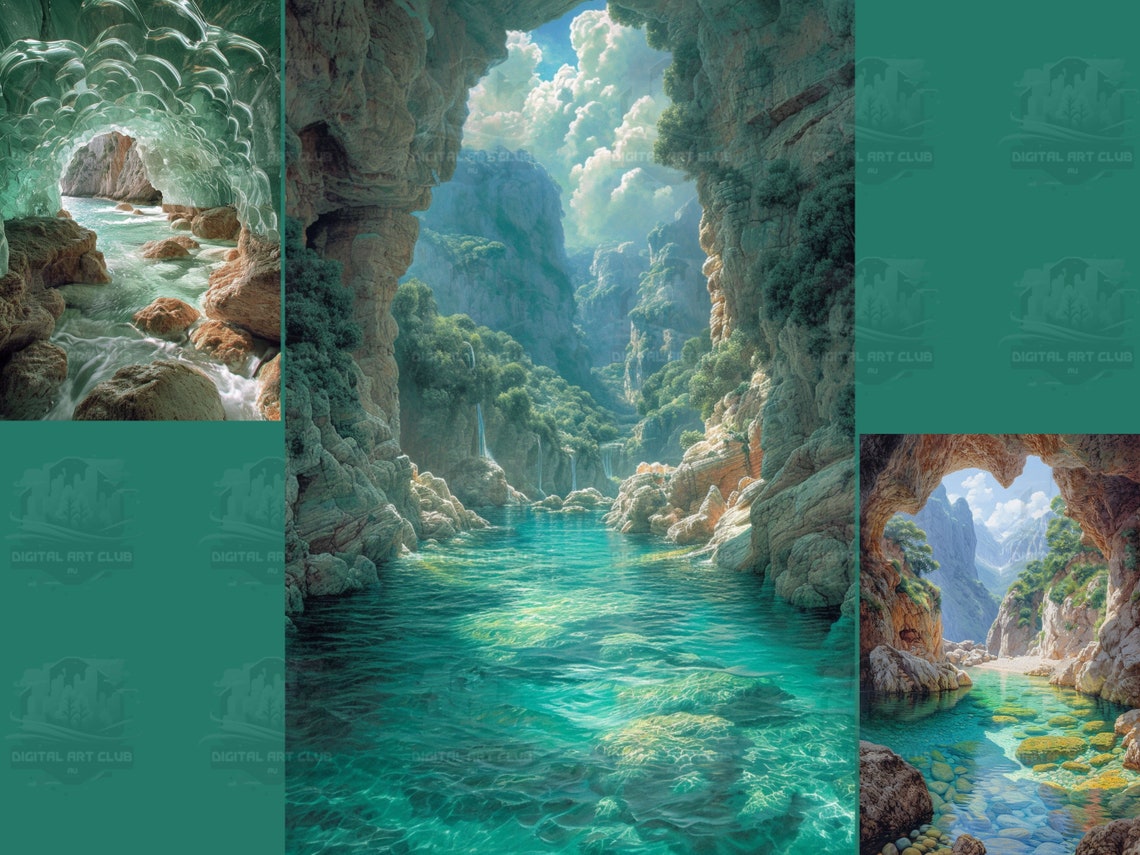 6 Blue Cavern Backdrops Overlays | Overlays for Photoshop | Studio ...