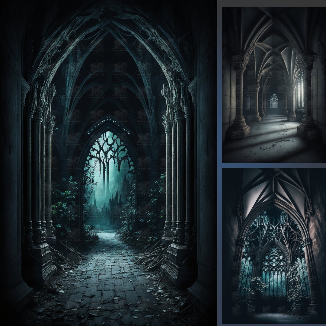 6 Dark Gothic Hallway Backdrops Overlays | Overlays for Photoshop ...