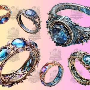 30 Fantasy Rings Clipart | Watercolor, Gothic, Mystical, Dreamlike ...
