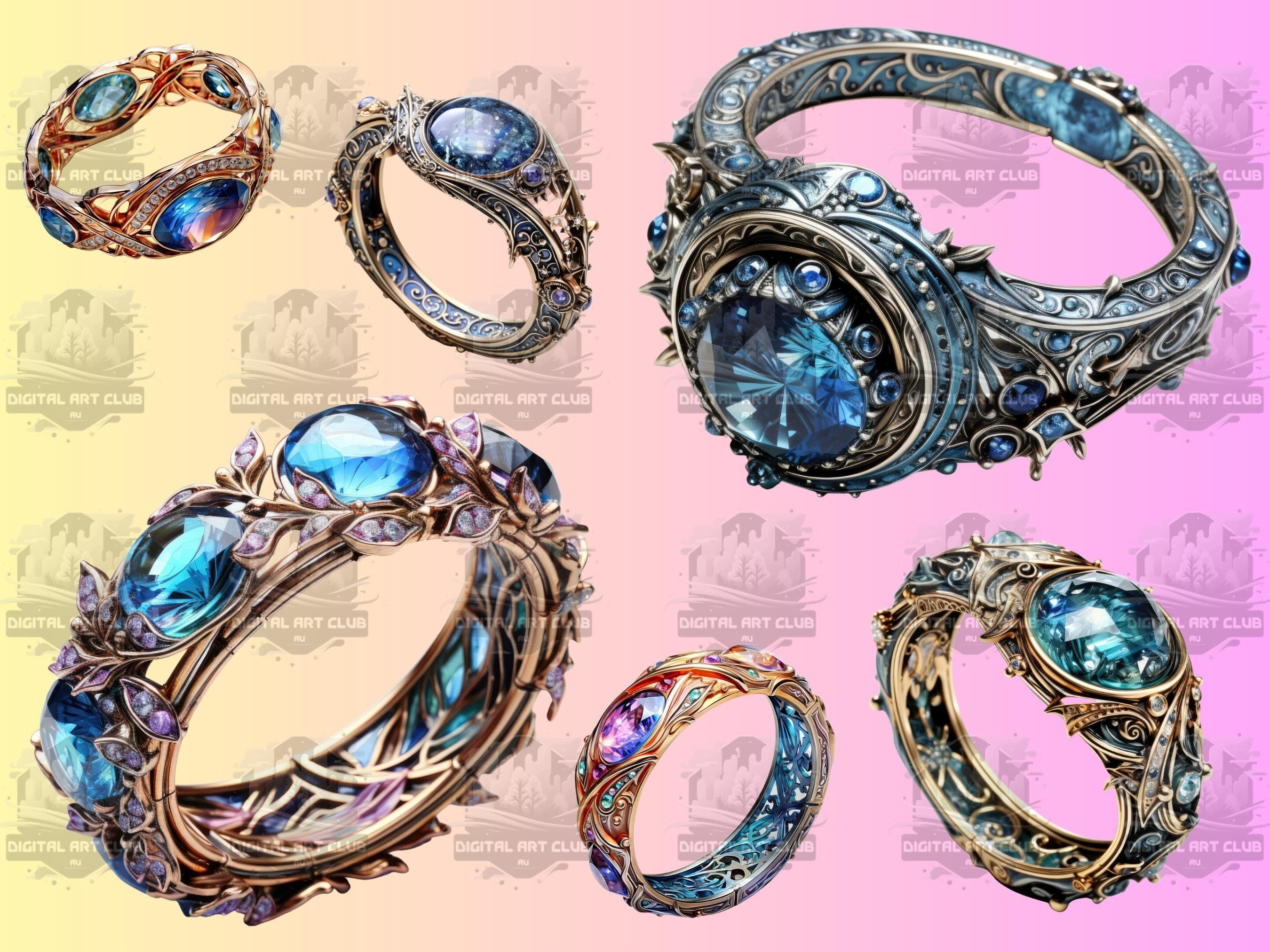 30 Fantasy Rings Clipart | Watercolor, Gothic, Mystical, Dreamlike ...