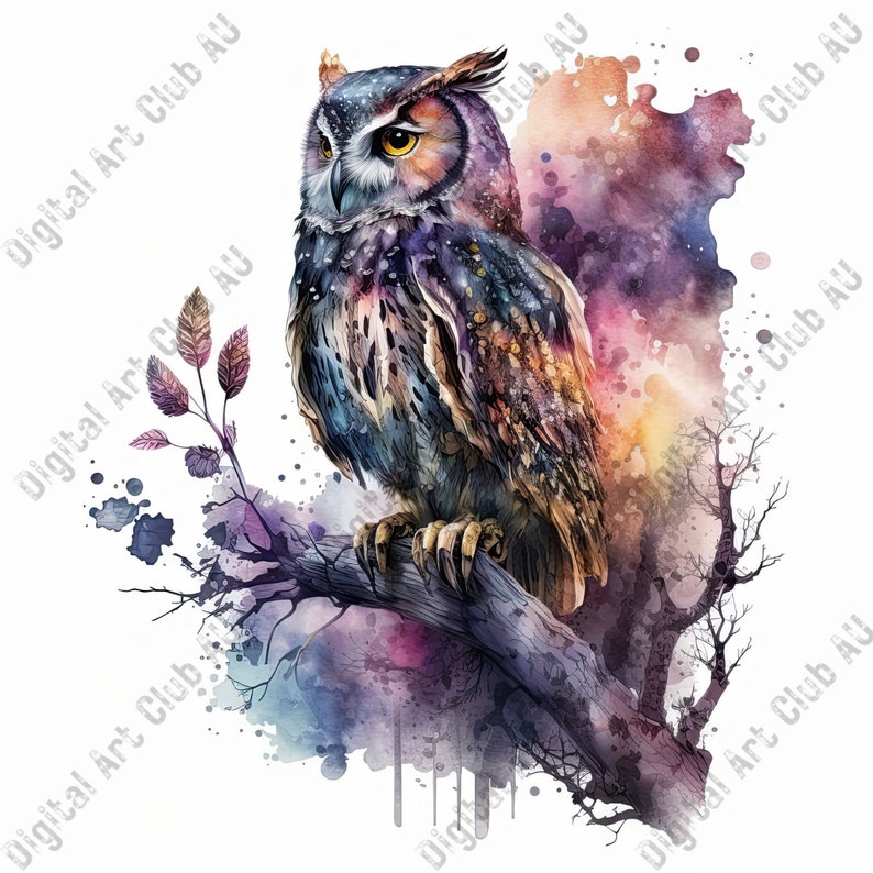 22 Watercolor Owls Clipart Digital PNG Clip Art Fantasy - Etsy