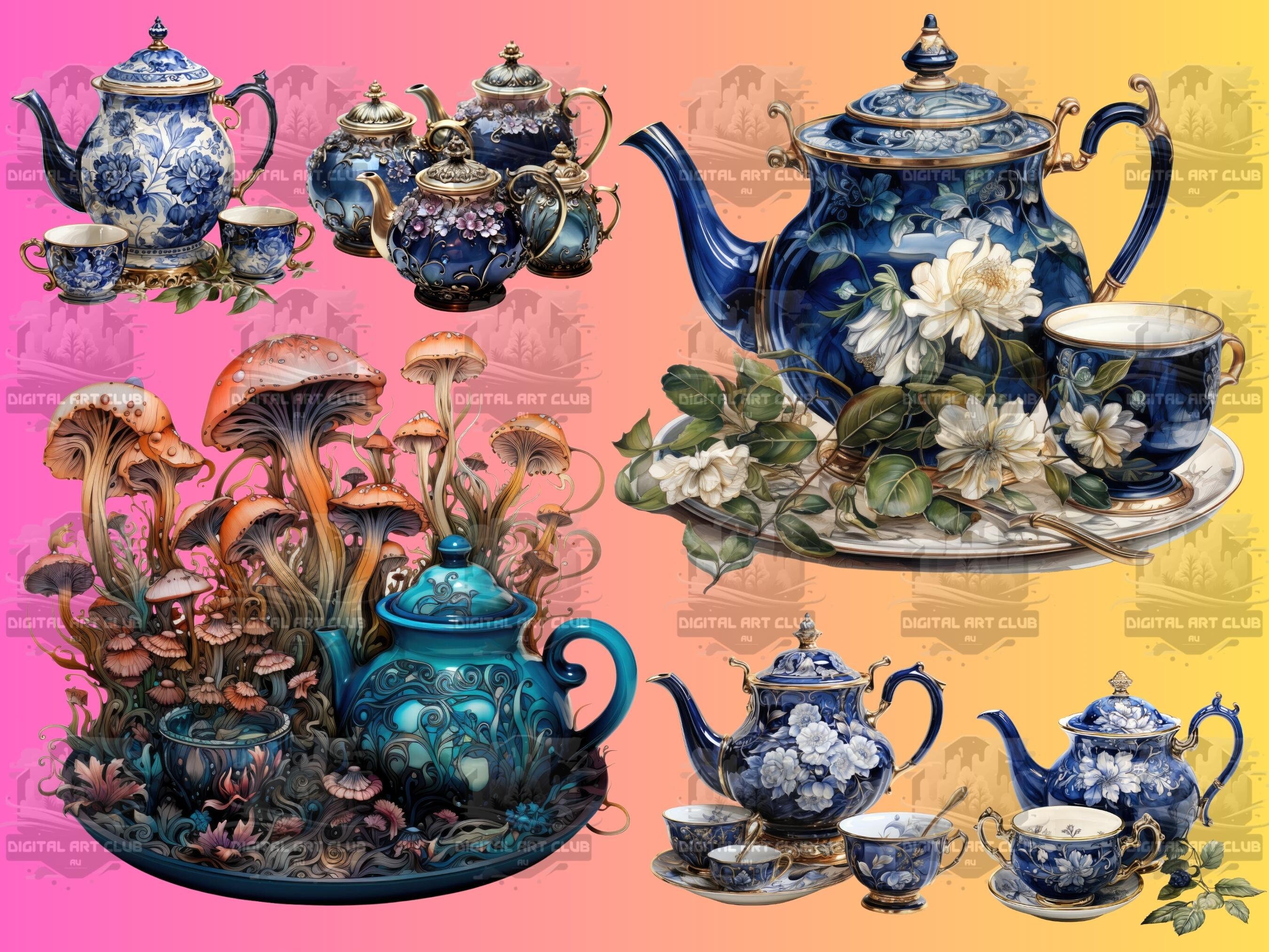 29 Fantasy Tea Set Clipart | Floral, Gothic, Mystical | PNG Clip Art ...
