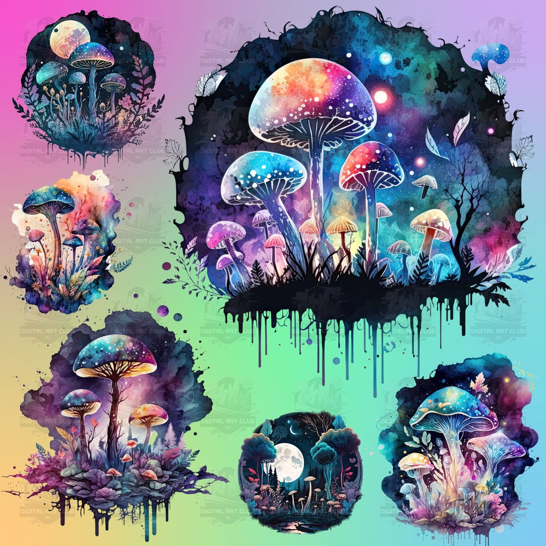 26 Watercolor Magic Mushrooms Clipart | Floral, Fantasy, Celestial ...