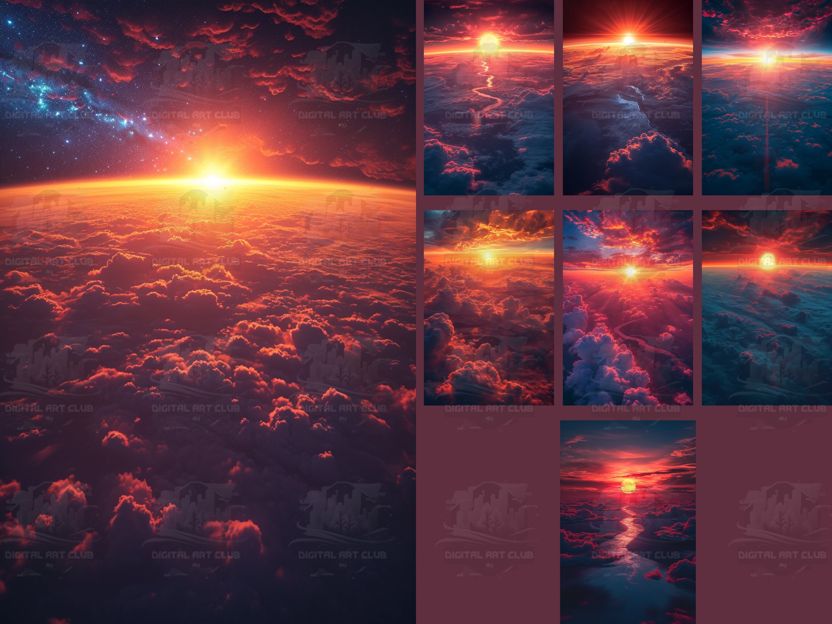 8 Space Sunset Backdrops Overlays | Overlays for Photoshop | Studio ...