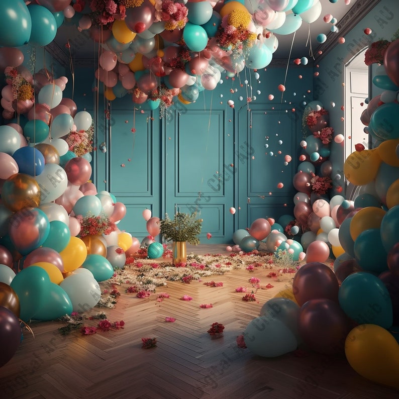 9 Floral Balloons Backdrop Overlays | Overlays for Photoshop | Studio ...