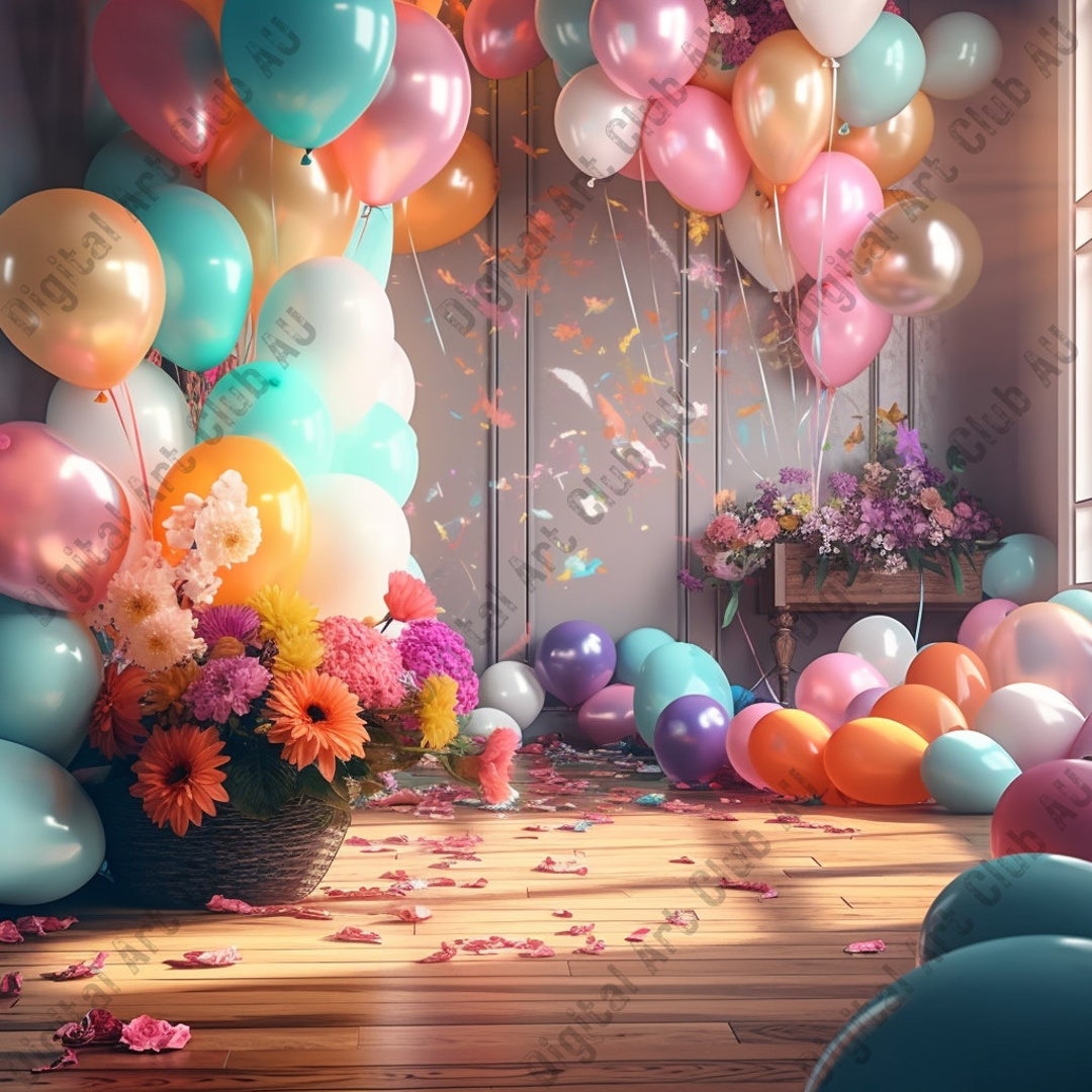 9 Floral Balloons Backdrop Overlays | Overlays for Photoshop | Studio ...