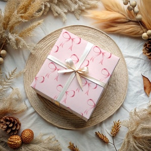Pink Bow Gift Wrap, Pink Wrapping Paper, Coquette Pink Bow, Pink ...