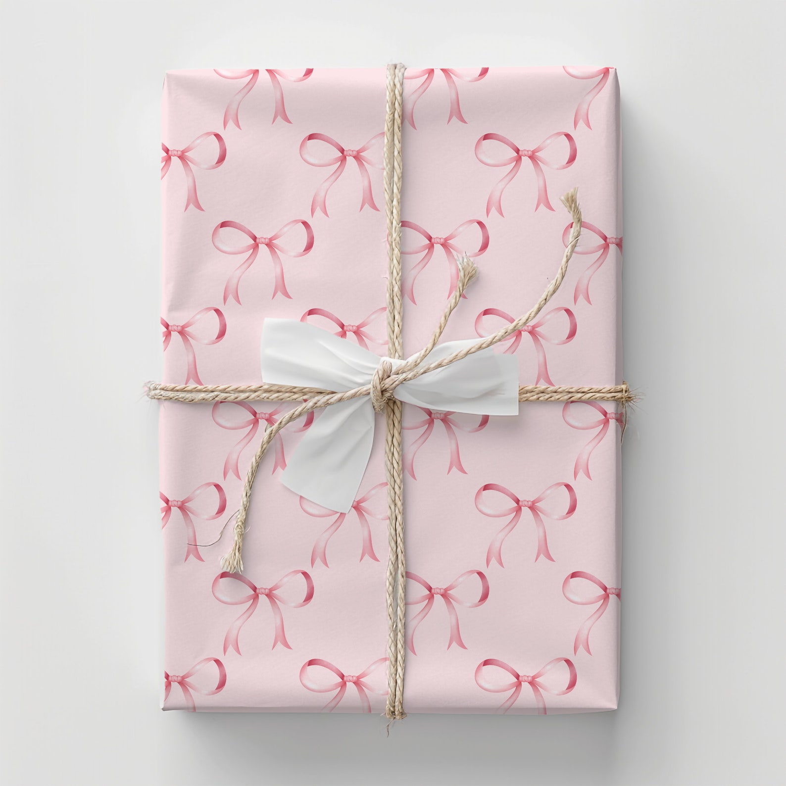 Pink Bow Gift Wrap, Pink Wrapping Paper, Coquette Pink Bow, Pink ...