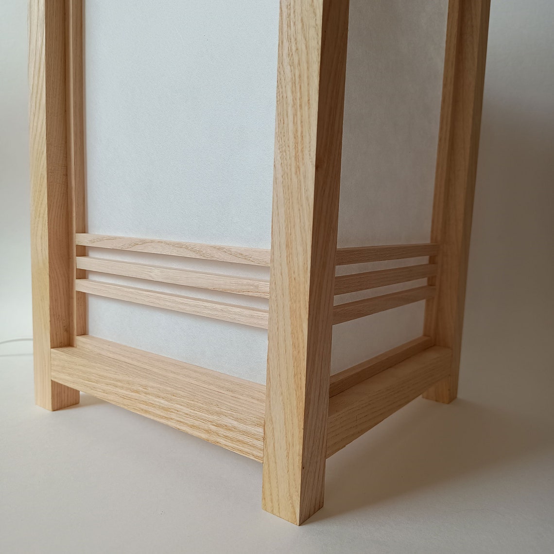 Handmade Ash Wood Shoji Table Lamp: Japanese Washi Paper Lantern - Etsy