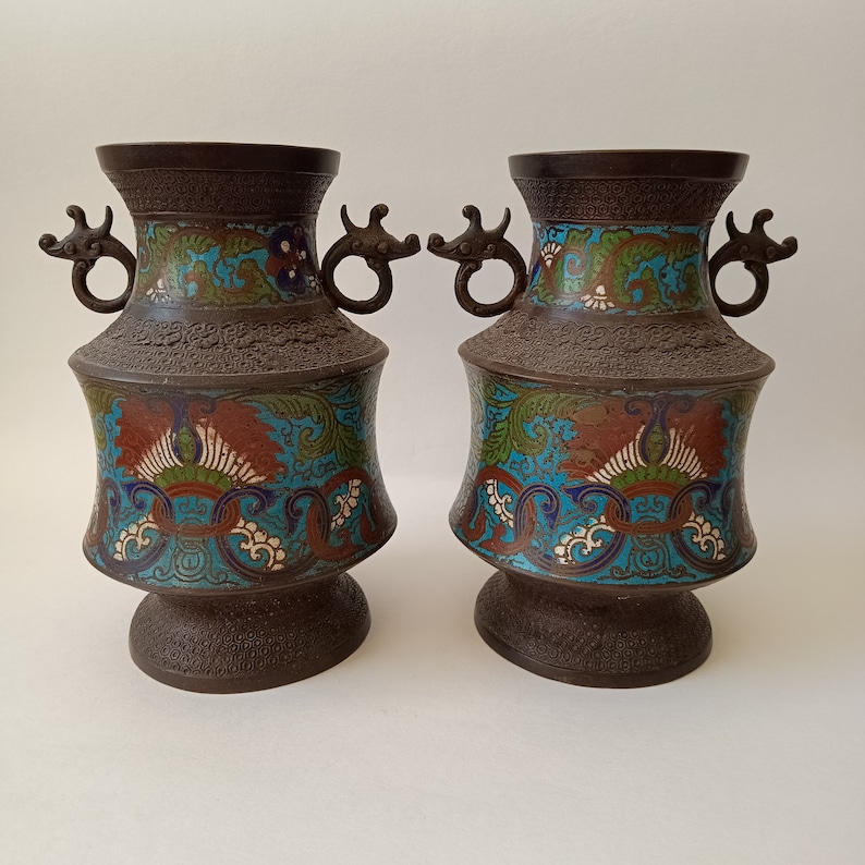 Cloisonné / Champlevé Enamel on Bronze Chinese Pair of Ming Dynasty ...
