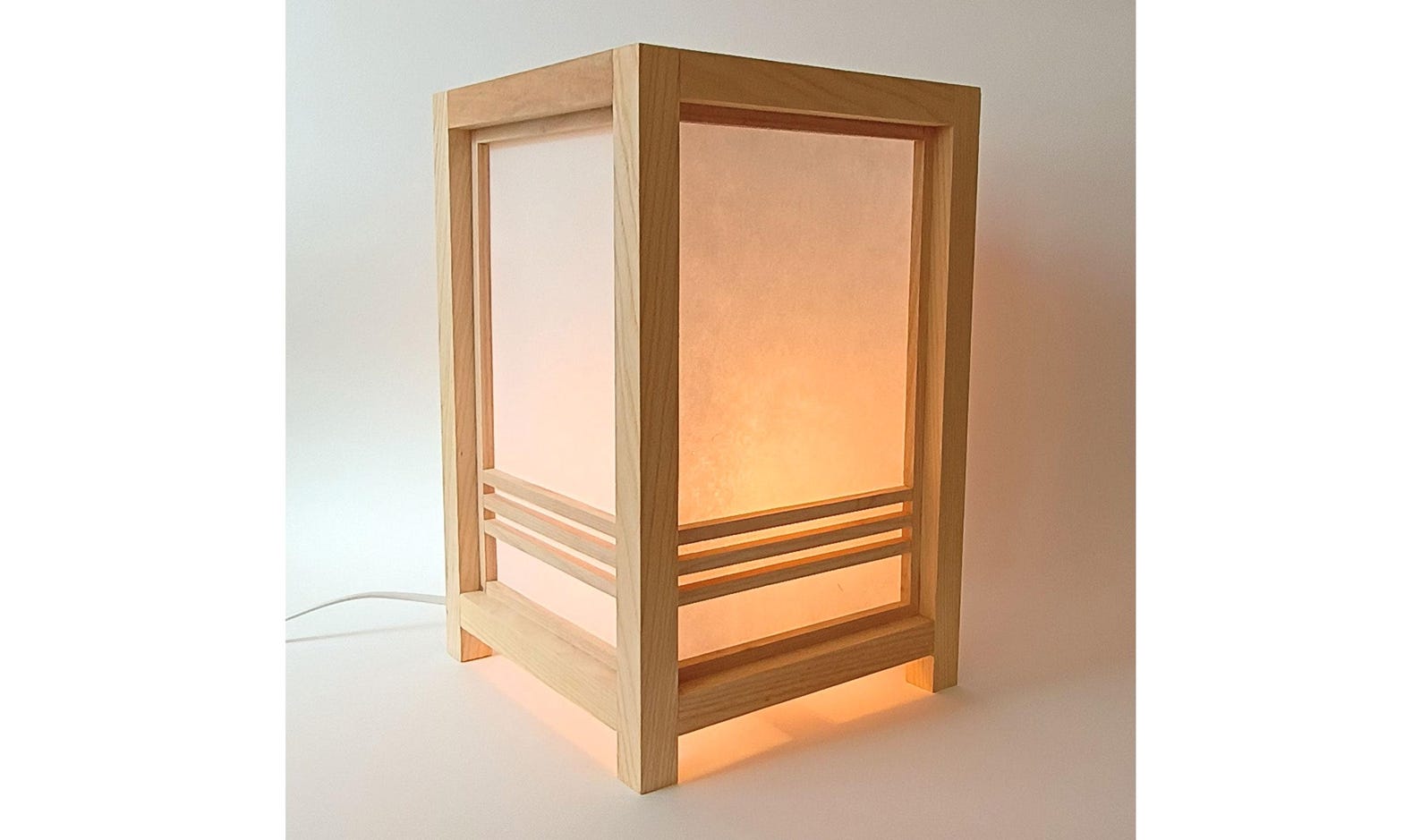 Handmade Ash Wood Shoji Table Lamp: Japanese Washi Paper Lantern - Etsy
