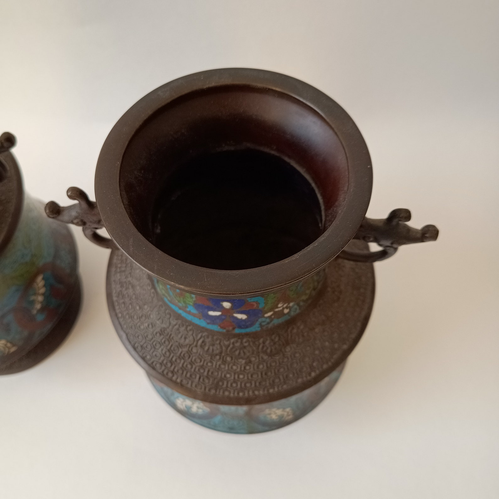 Cloisonné / Champlevé Enamel on Bronze Chinese Pair of Ming Dynasty ...