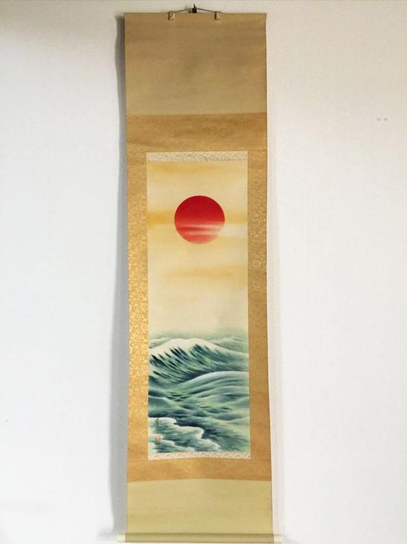 Japanese Hanging Scroll Kakejiku Sun and Sea - Etsy