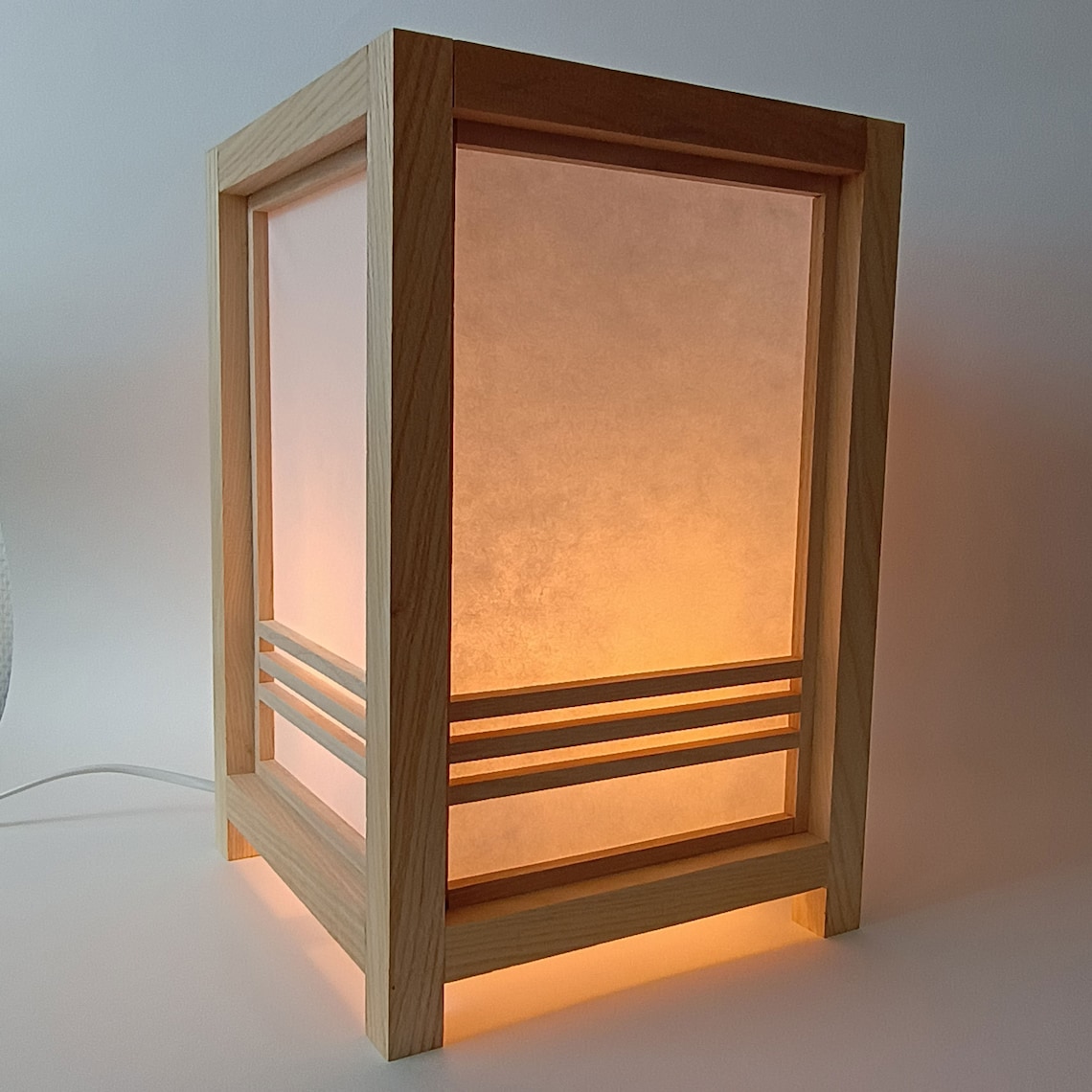 Handmade Ash Wood Shoji Table Lamp: Japanese Washi Paper Lantern - Etsy