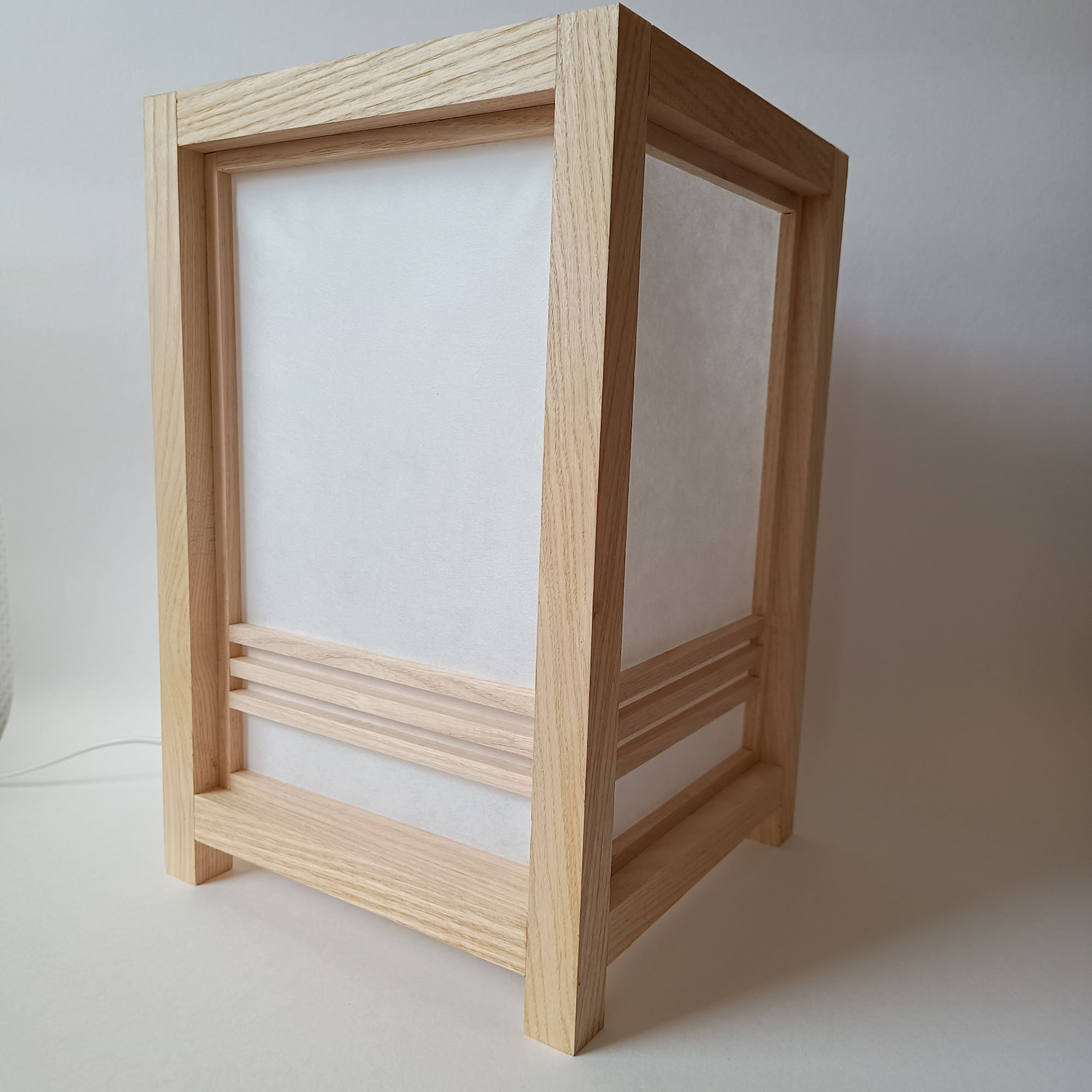 Handmade Ash Wood Shoji Table Lamp: Japanese Washi Paper Lantern - Etsy