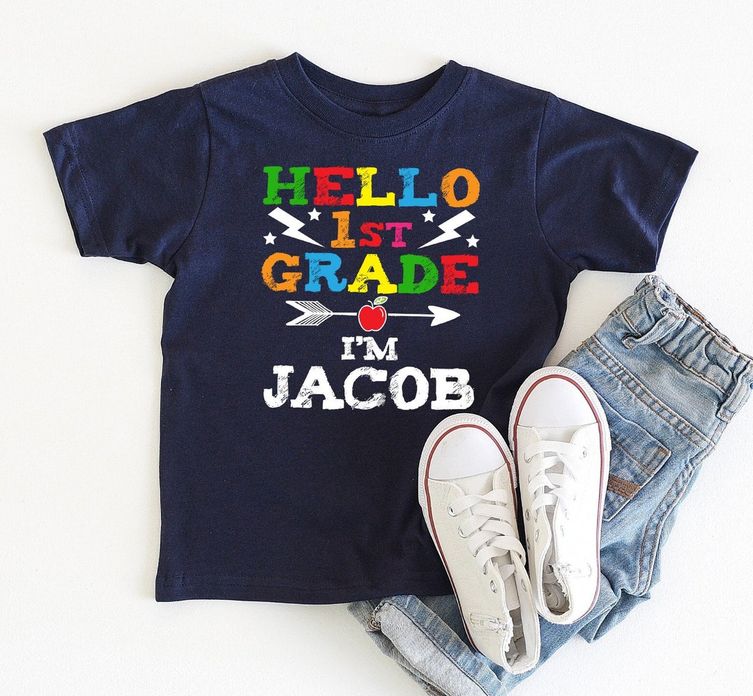 First Grade Kids Shirt, Personalized School Shirt, Hello 1st Grade ...
