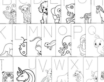 Printable Animal Themed Alphabet Colouring Booklet - Etsy