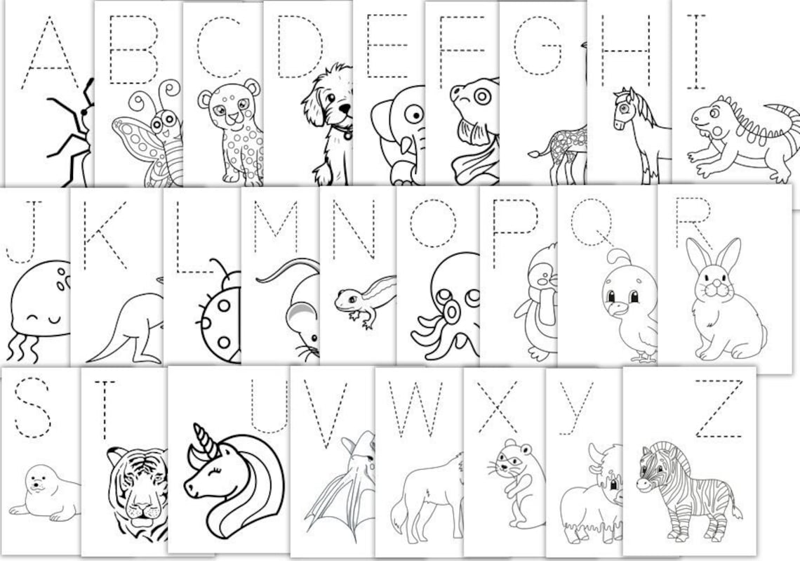 Printable Animal Themed Alphabet Colouring Booklet - Etsy