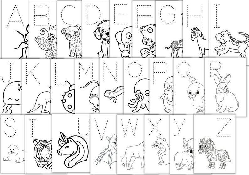 Printable Animal Themed Alphabet Colouring Booklet - Etsy
