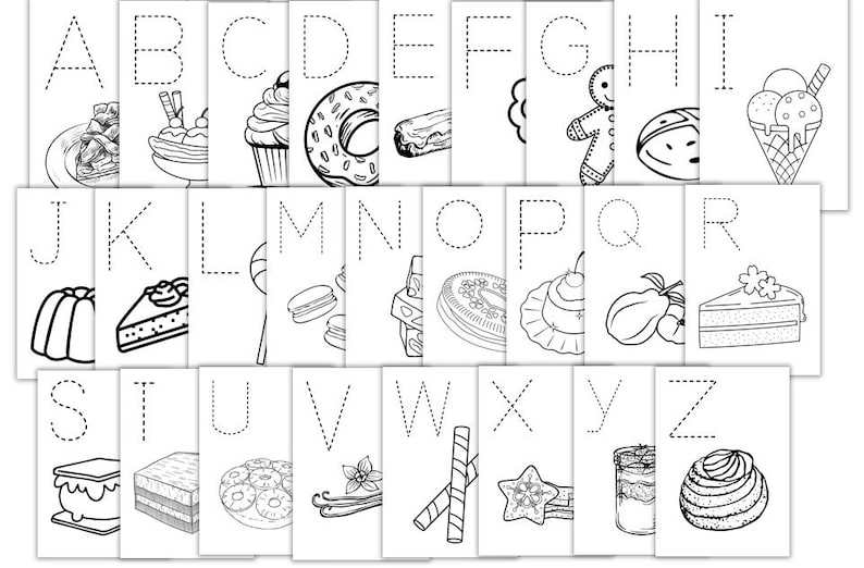 Printable Sweet Treat Themed Alphabet Colouring Booklet | Digital ...