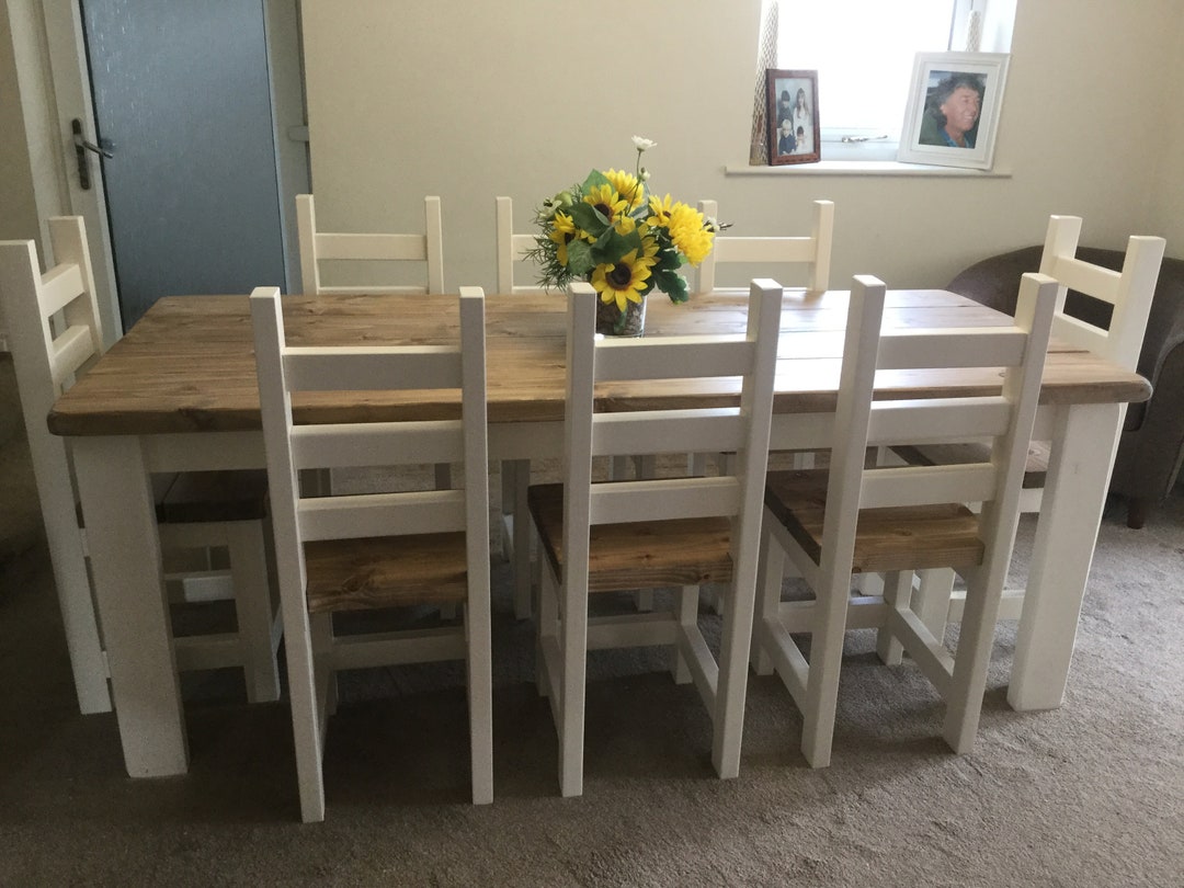 Stunning Farmhouse, Rustic Dining Table and 8 Chunky Chairs - Etsy UK