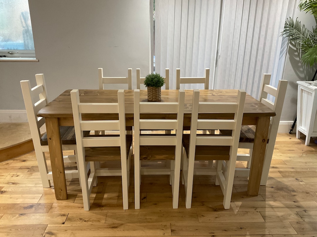 Stunning Farmhouse Rustic Dining Table and 8 Chunky Chairs - Etsy UK