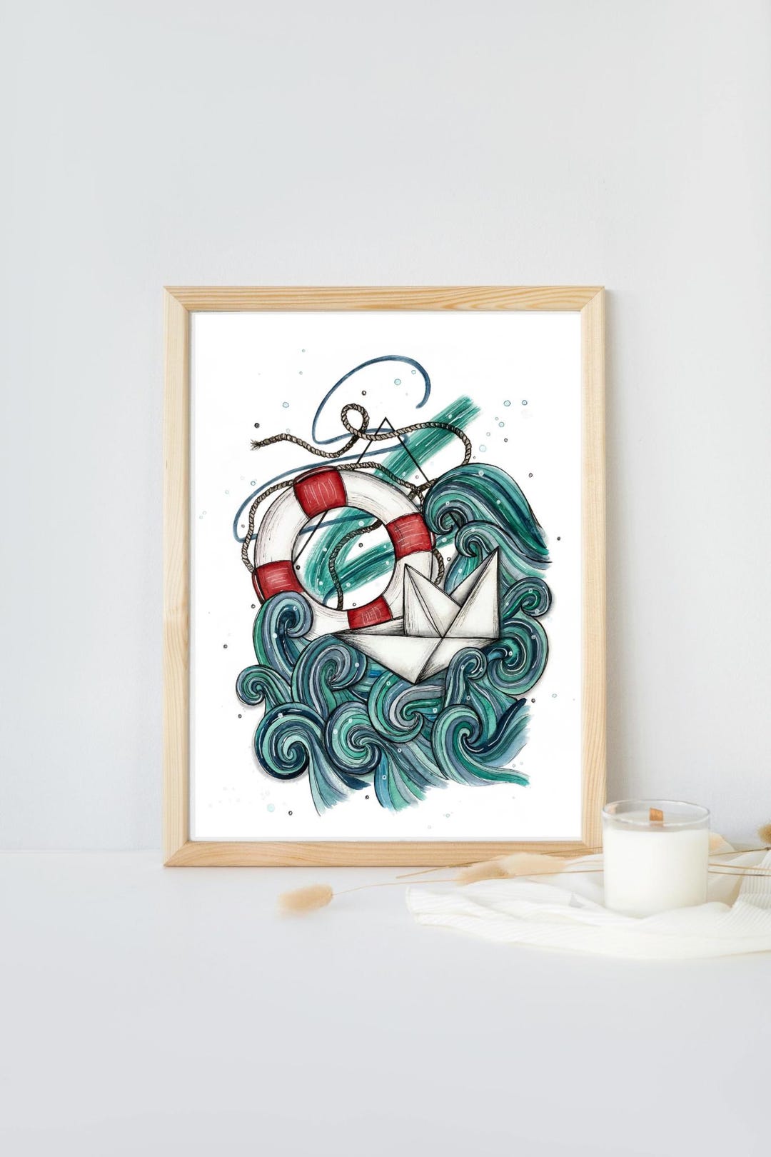 Paper Boat | Print | Size A4/A5 | Modern Watercolor Art Print From ...