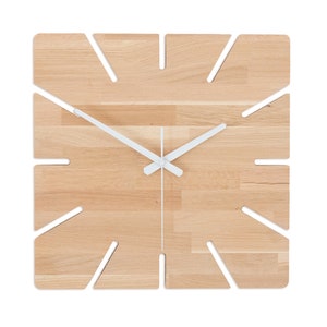Square Wooden Clock Oak 28/38/48/58cm Modern Clock, Minimalist Clock ...