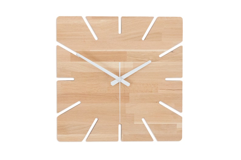 Square Wooden Clock Oak 28/38/48/58cm Modern Clock, Minimalist Clock ...