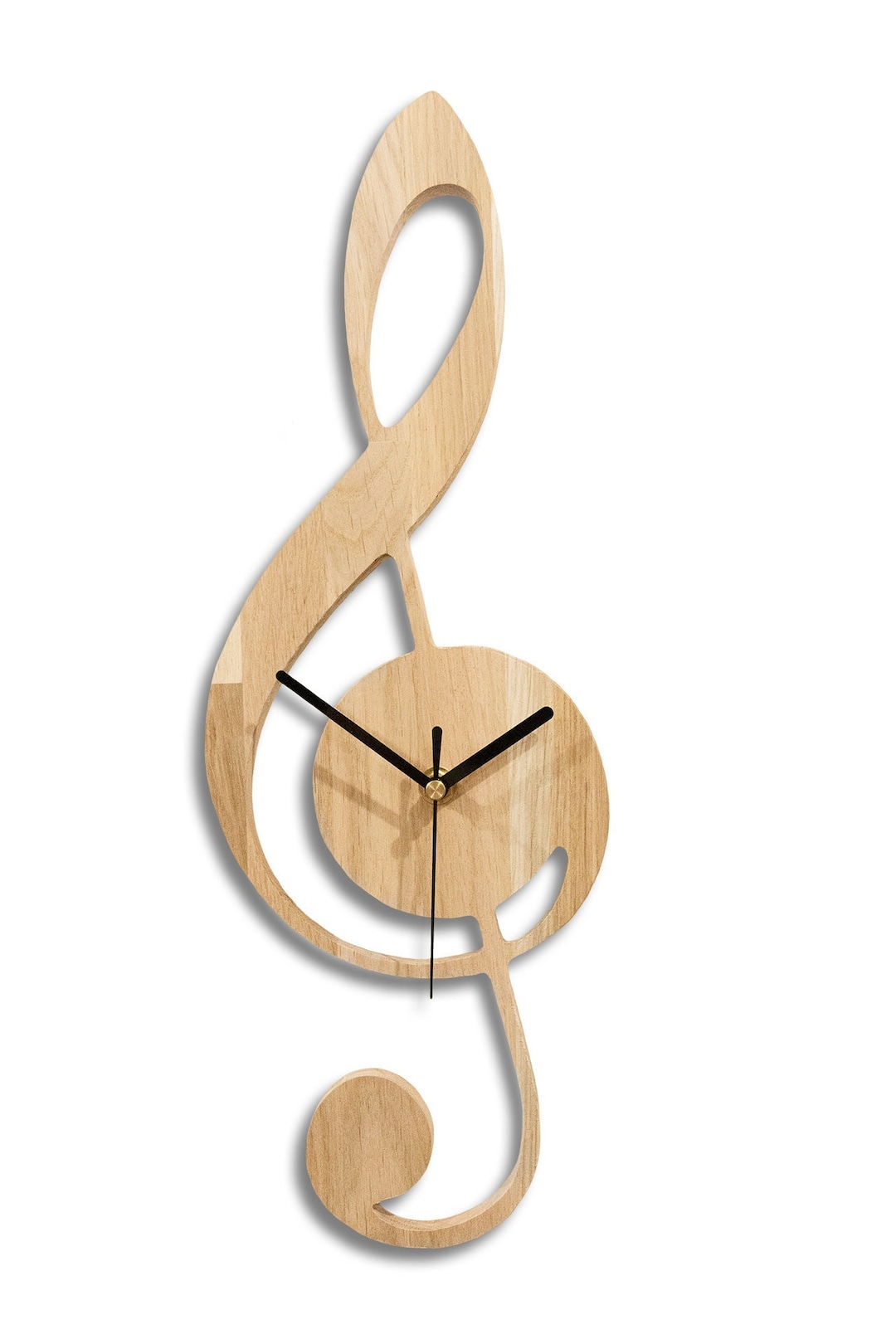 Oak Wooden Treble Clef Clock, Music Decoration, Minimalist Clock ...