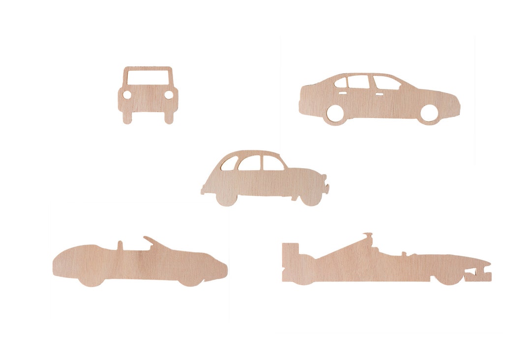 Wooden Car Shape Craft Supply Shape to Glue or Paint Wall Decoration ...